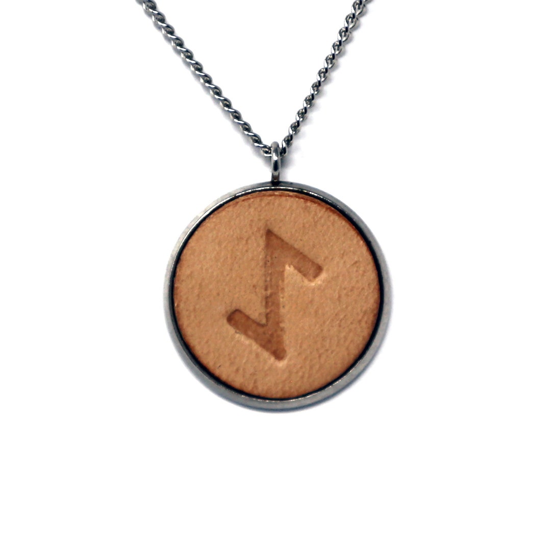 Viking Runes Elder Futhark AE Eihwaz Yew Tree Leather Hand Stamped ...