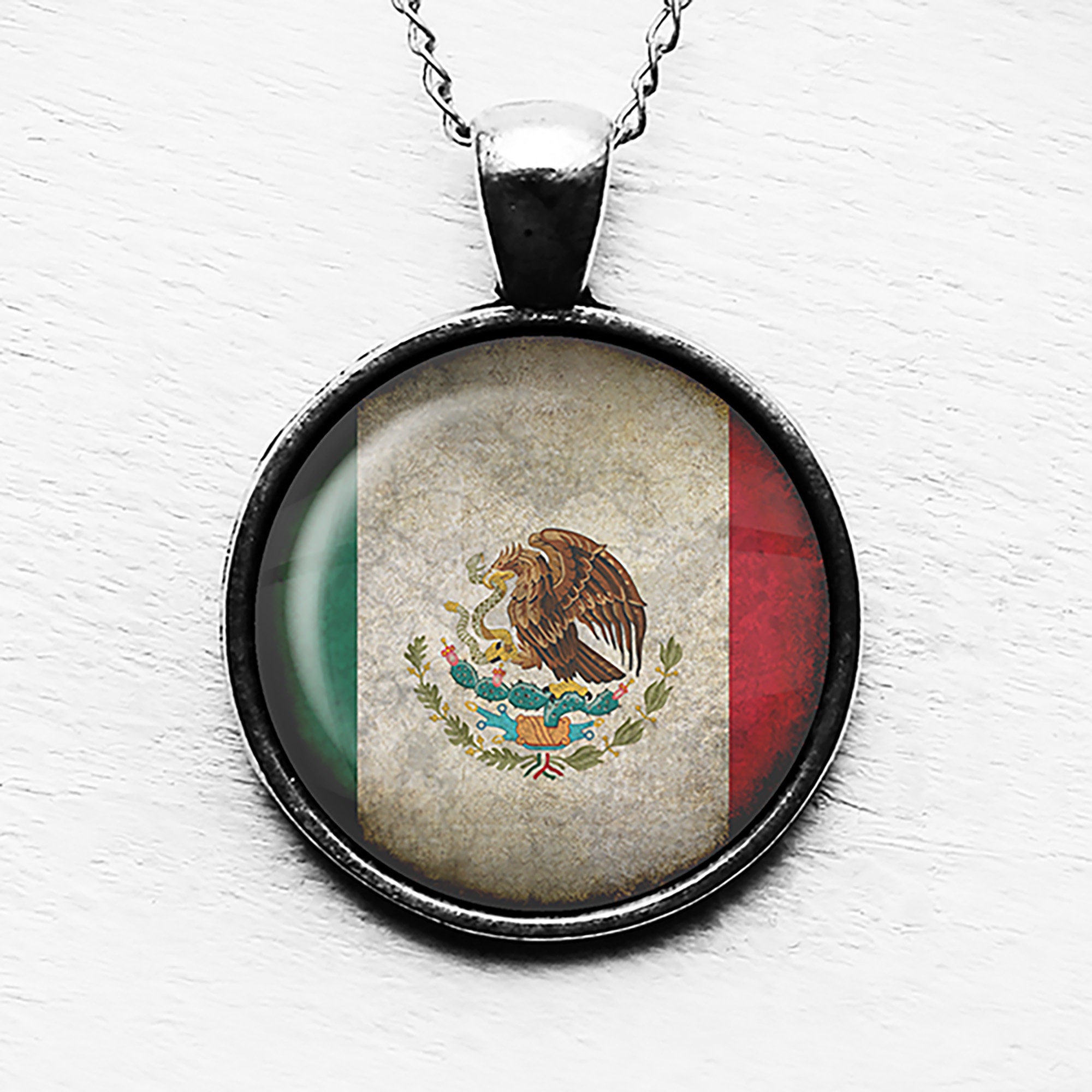 Mexico Mexican Flag Pendant & Necklace | Etsy