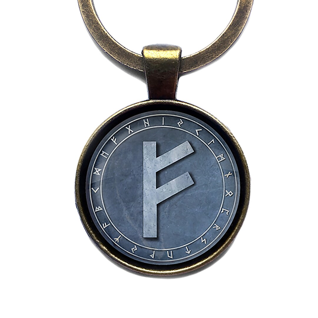 Viking Runes Elder Futhark Rune Circle F Fehu Frey Keychain - Etsy