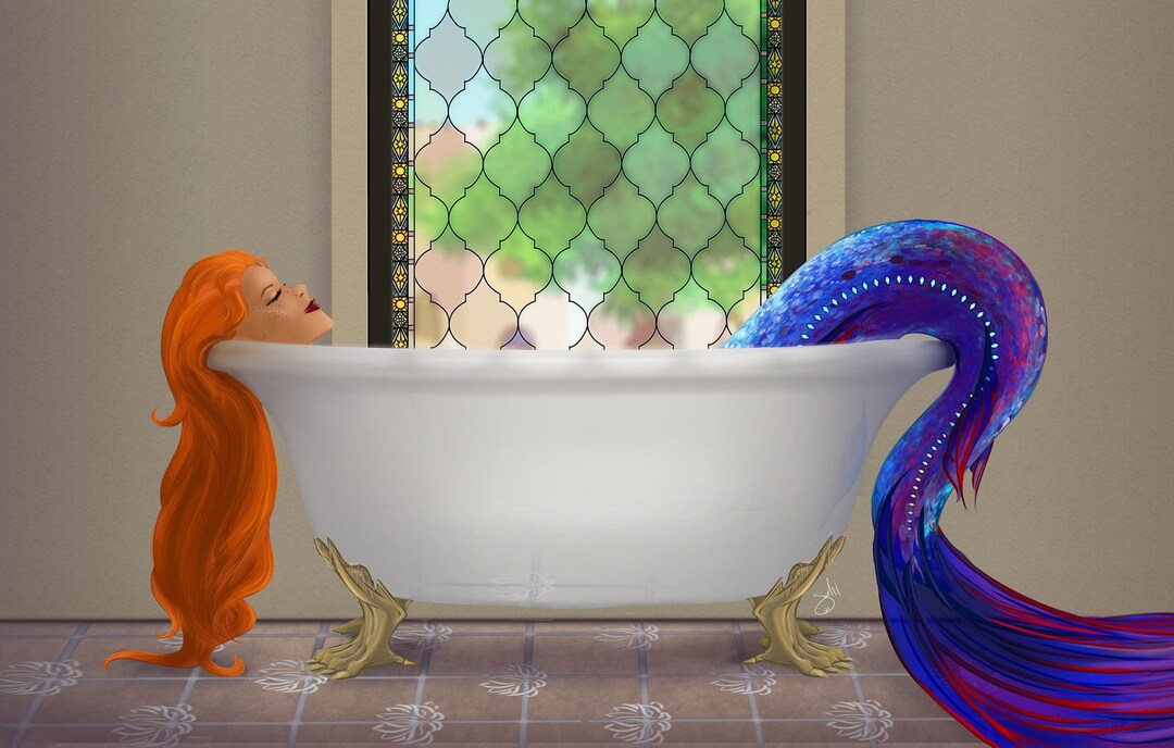 Merrow Mermaid Digital Art Print Wall Art Home Decoration Fantasy ...