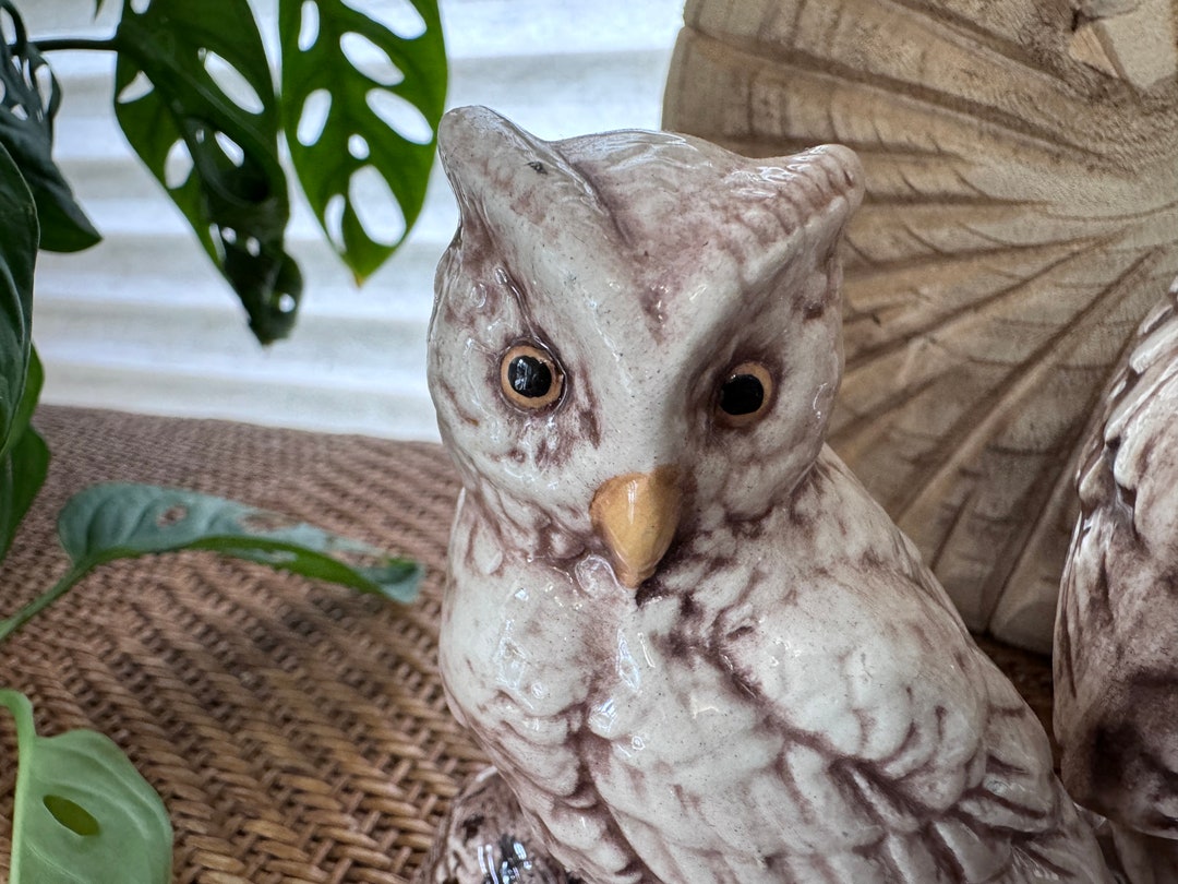 Vintage Glazed Ceramic Owl Statue/figurine Made in Japan Owl Collection ...