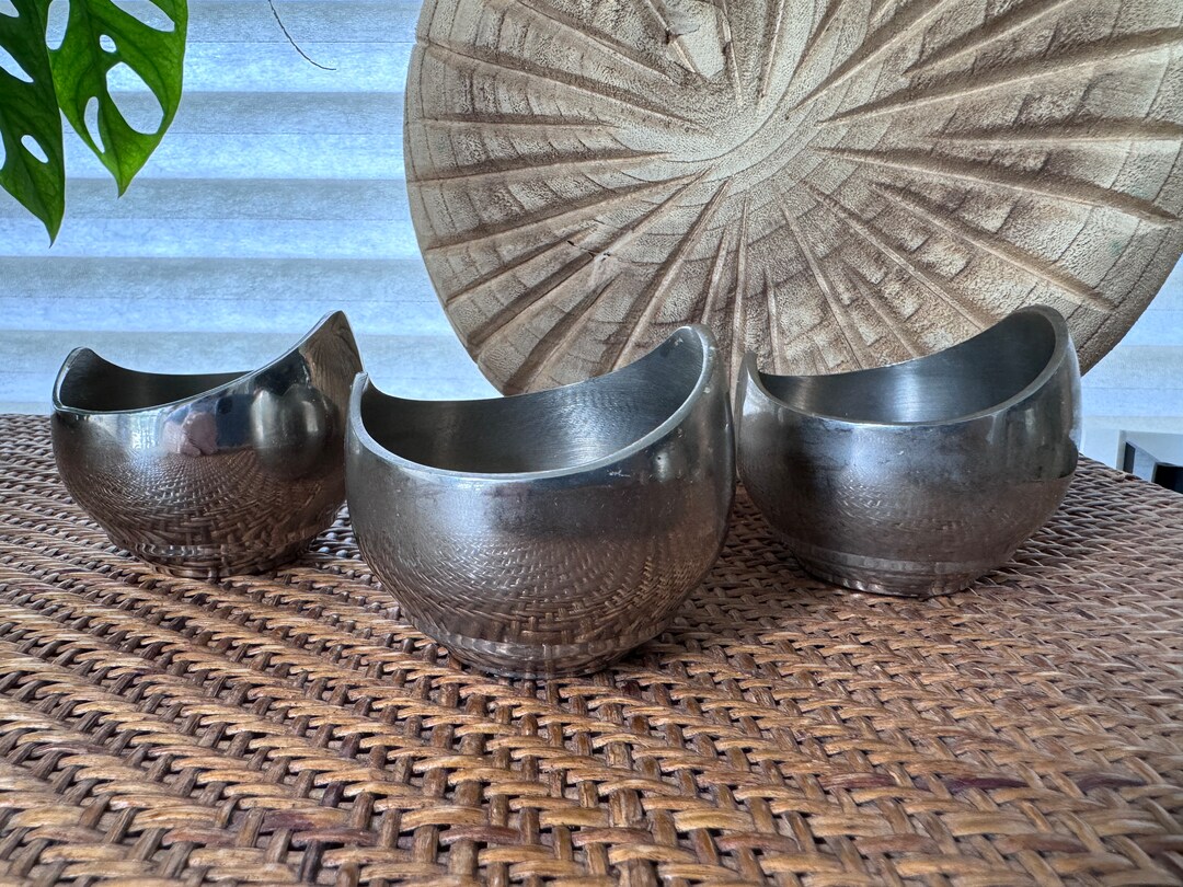 Set of 3 Silver Metal Modern Slanted Tea Light Candleholders Ultra Mod ...