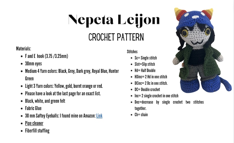 Nepeta Homestuck Crochet Doll Pattern Only - Etsy