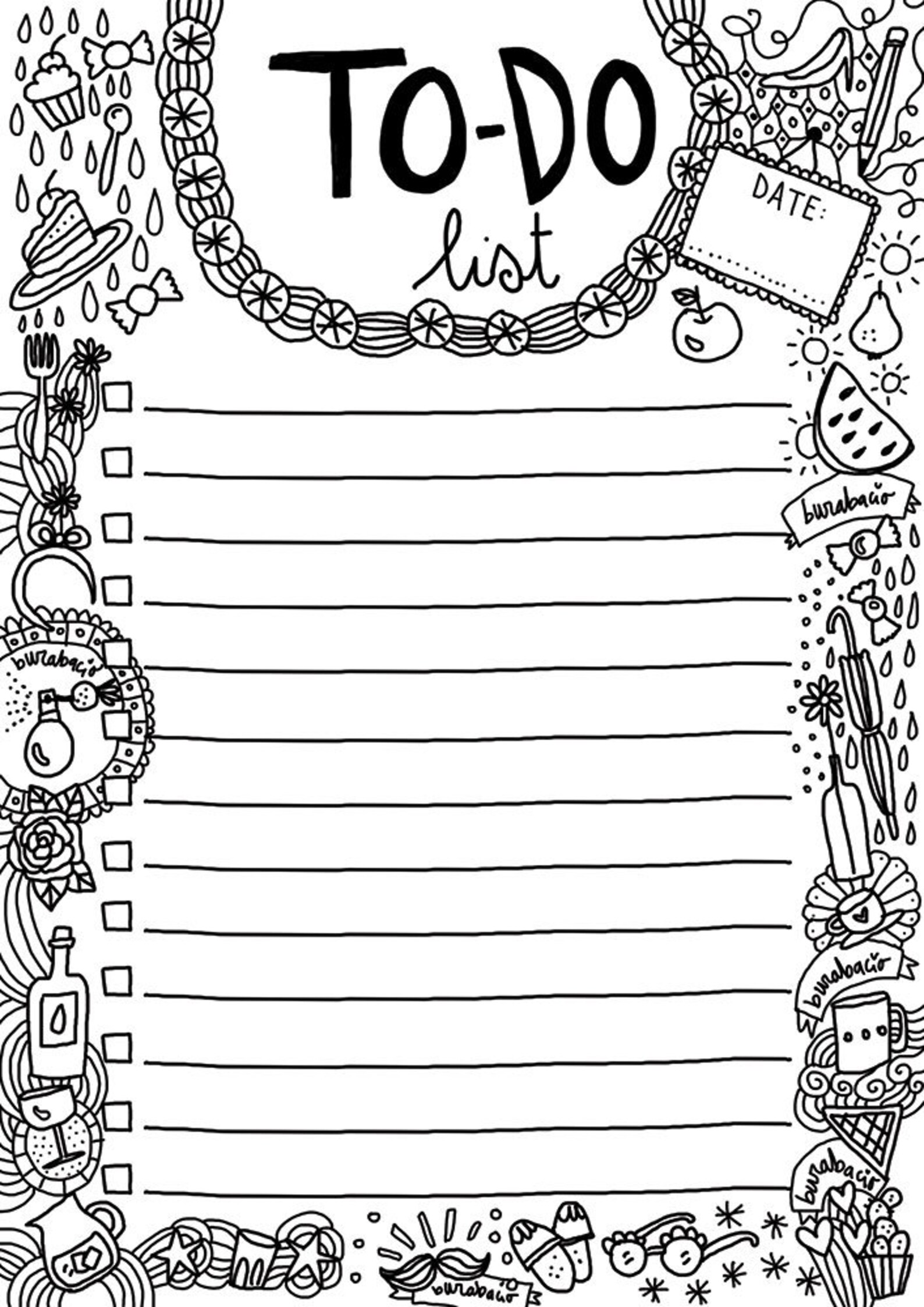 To-do List Printable and Colorable - Etsy