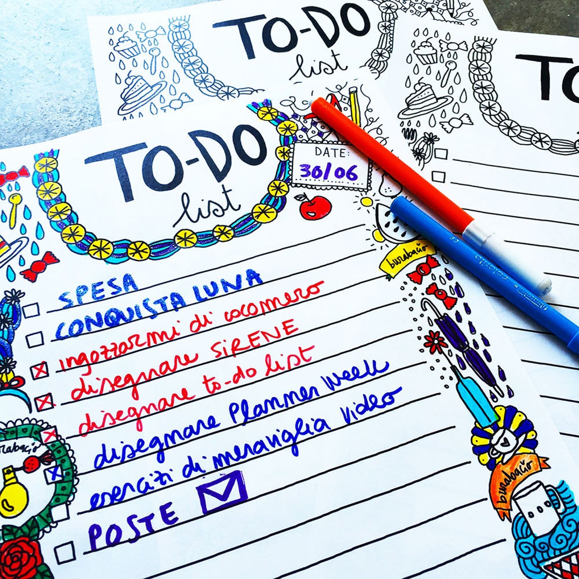 To-do List da stampare e colorare - Etsy Italia