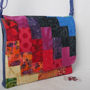 Large Patchwork Crossbody Messenger Bag, Made to Order, in Bright ...