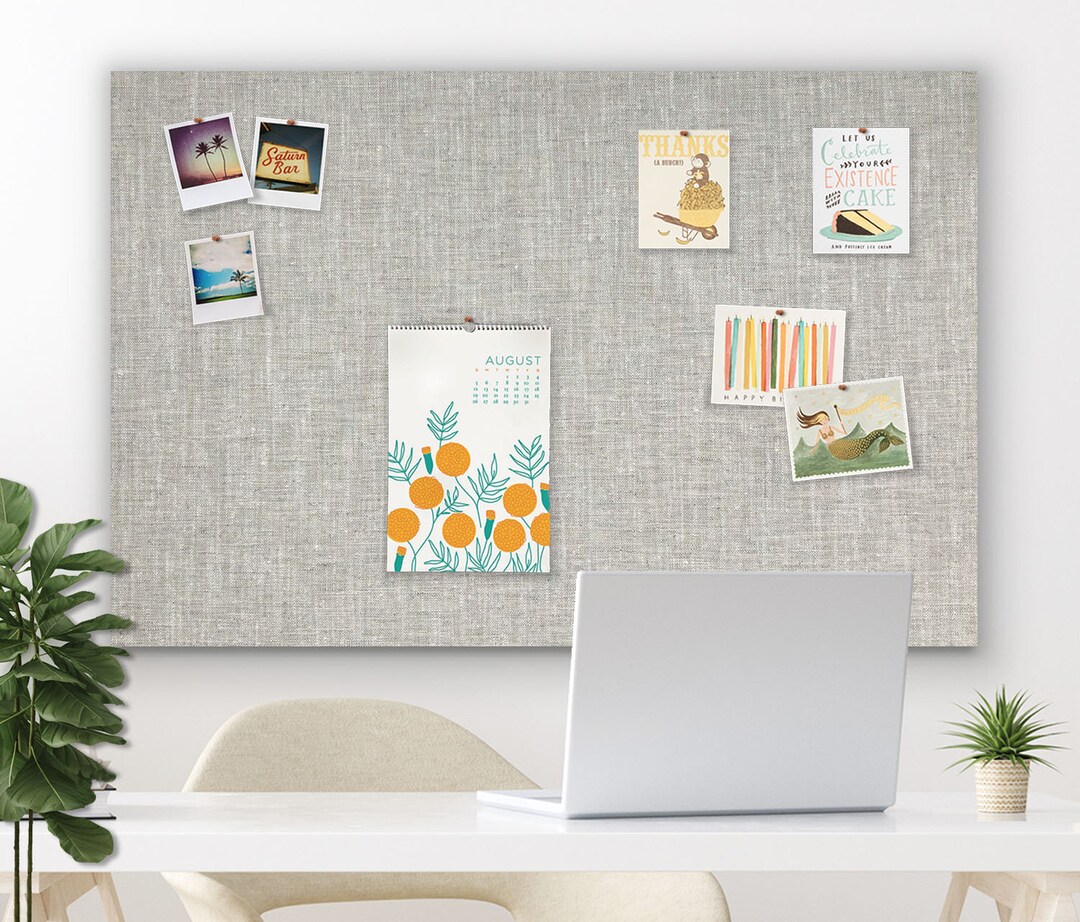 48" X 32" Pin Board GREY LINEN FABRIC | Frameless Pin Board | Bulletin ...