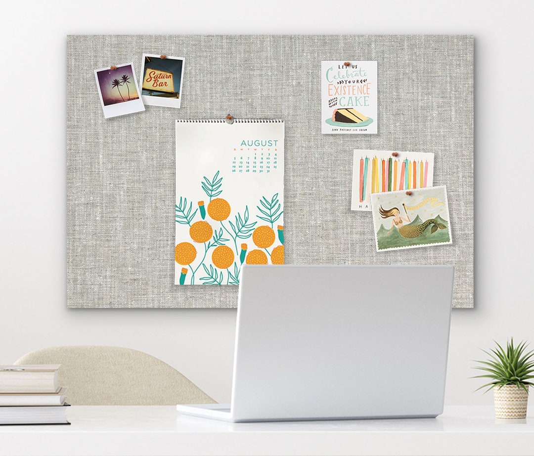36" X 24" Pin Board GREY LINEN FABRIC | Frameless Pin Board | Bulletin ...