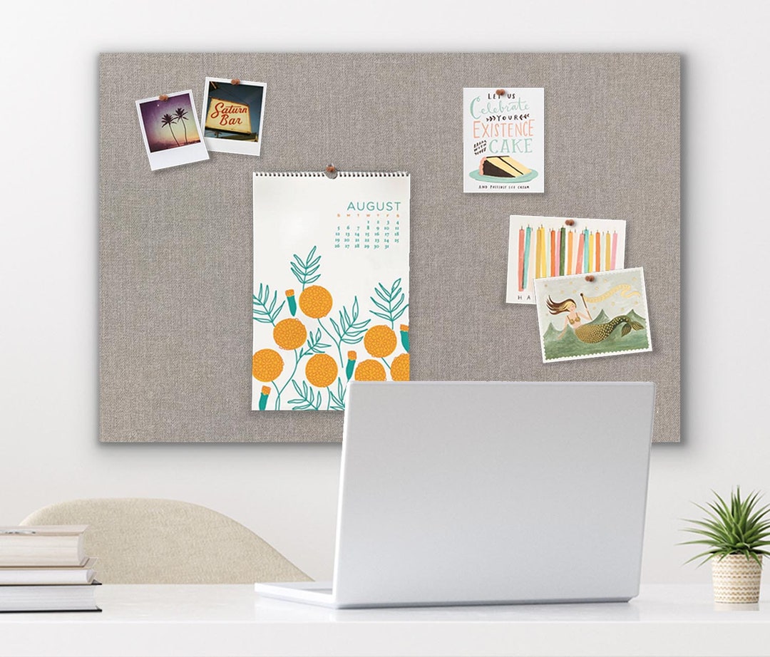 36" X 24" Pin Board PEBBLE GREY FABRIC | Frameless Pin Board | Bulletin ...