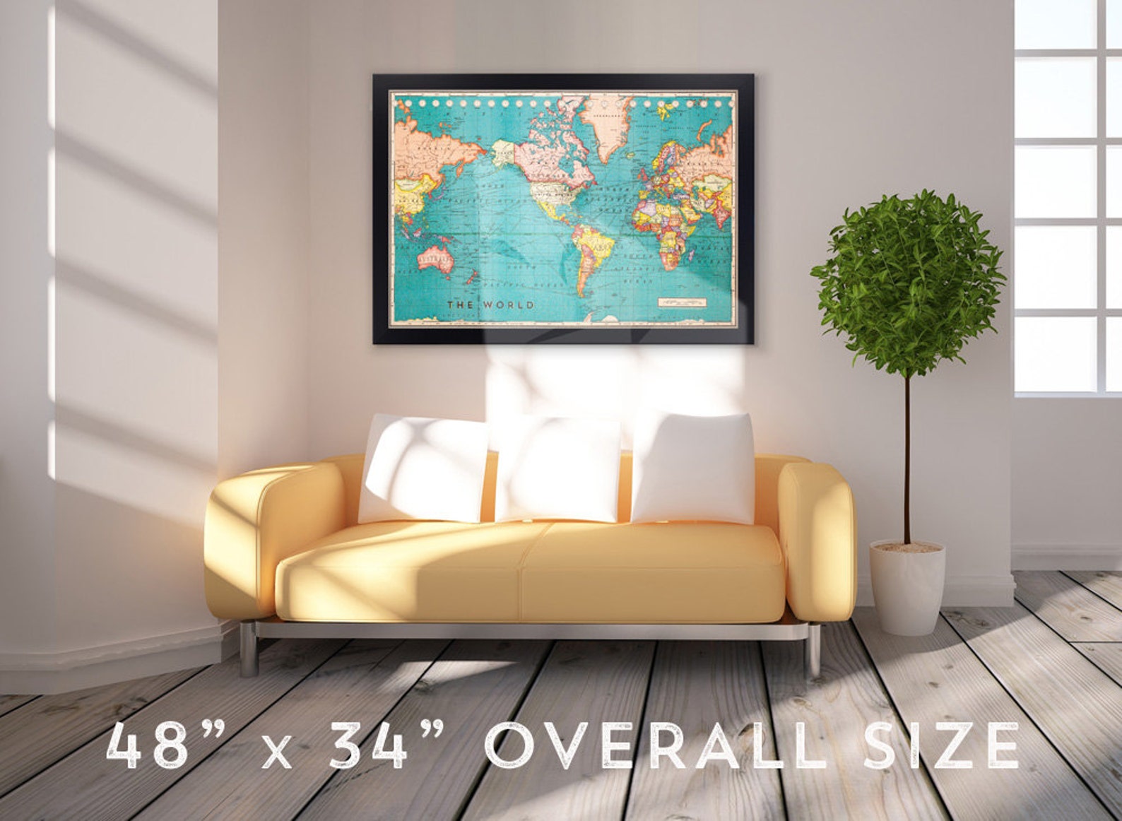 Cork Board World Map | Framed Cork Board Map | World Map | Map on Cork ...
