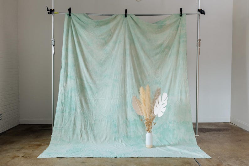 Hand-dyed Canvas Backdrop / Seamless Fabric Photo Background in SEAFOAM ...