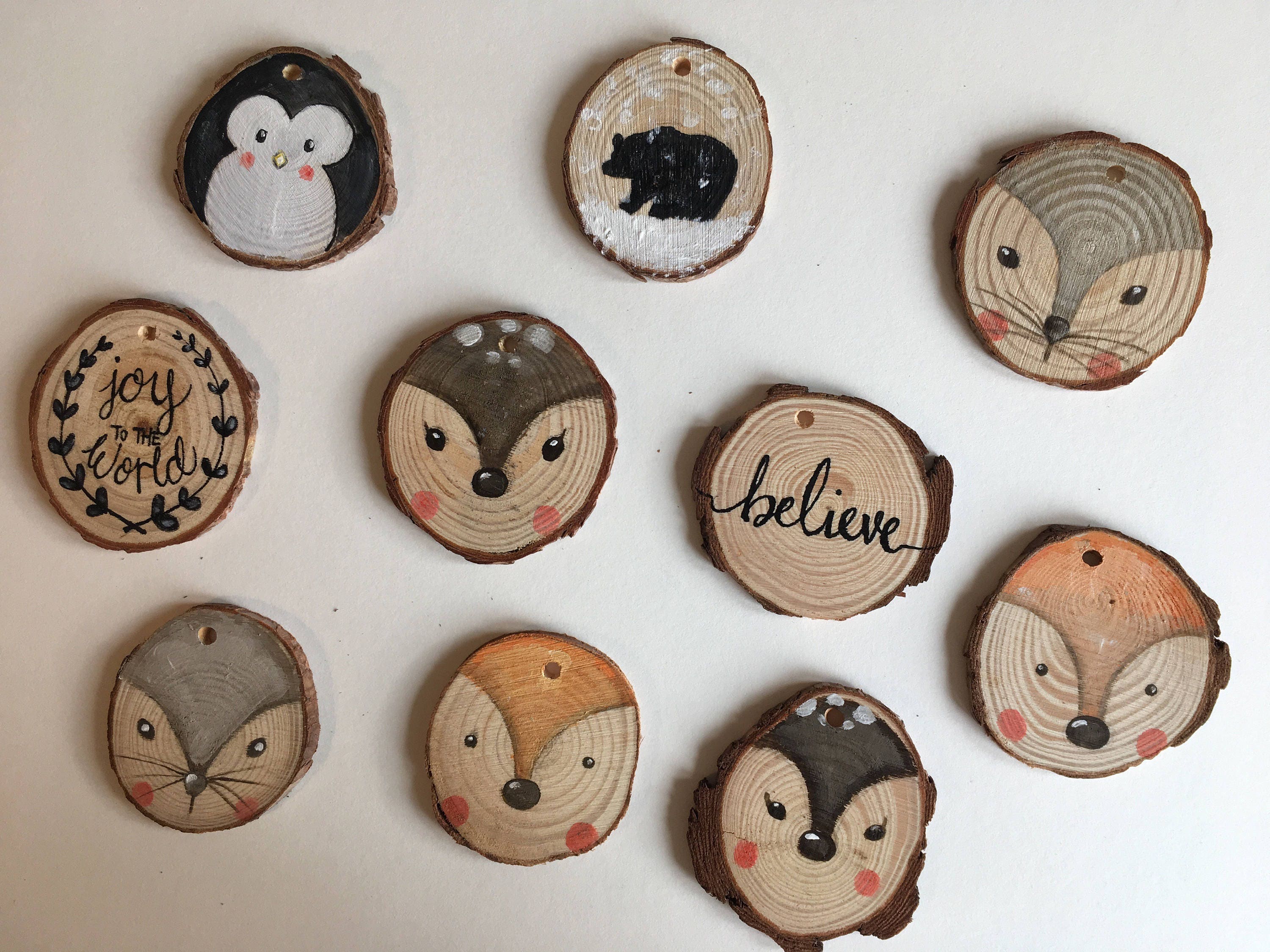 Woodland animal wood slice easter twig tree decorations