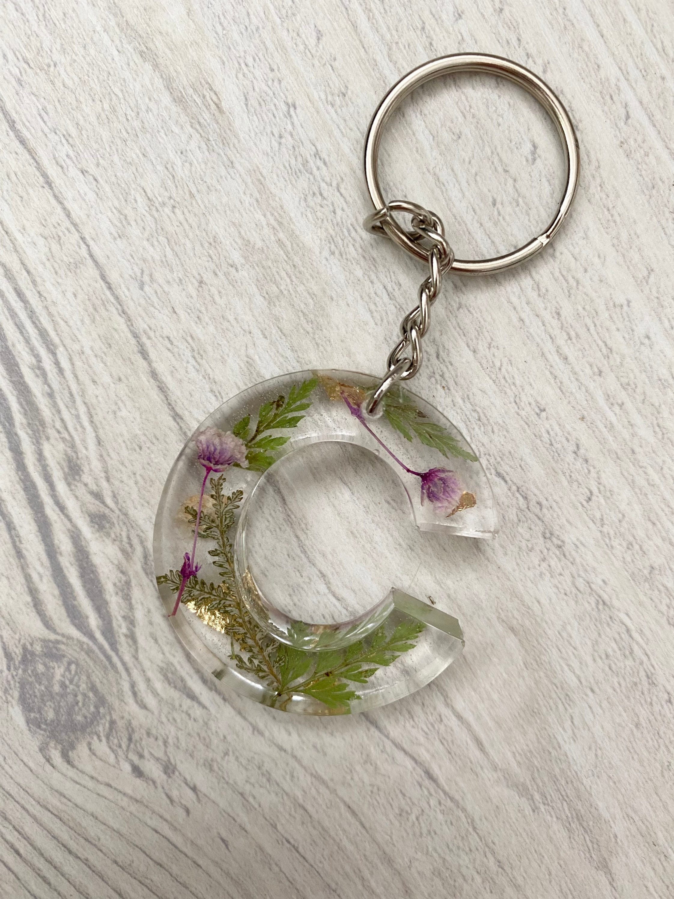 INITIAL Resin KEY RINGS Flowers Ferns Lavender Watermelon - Etsy UK