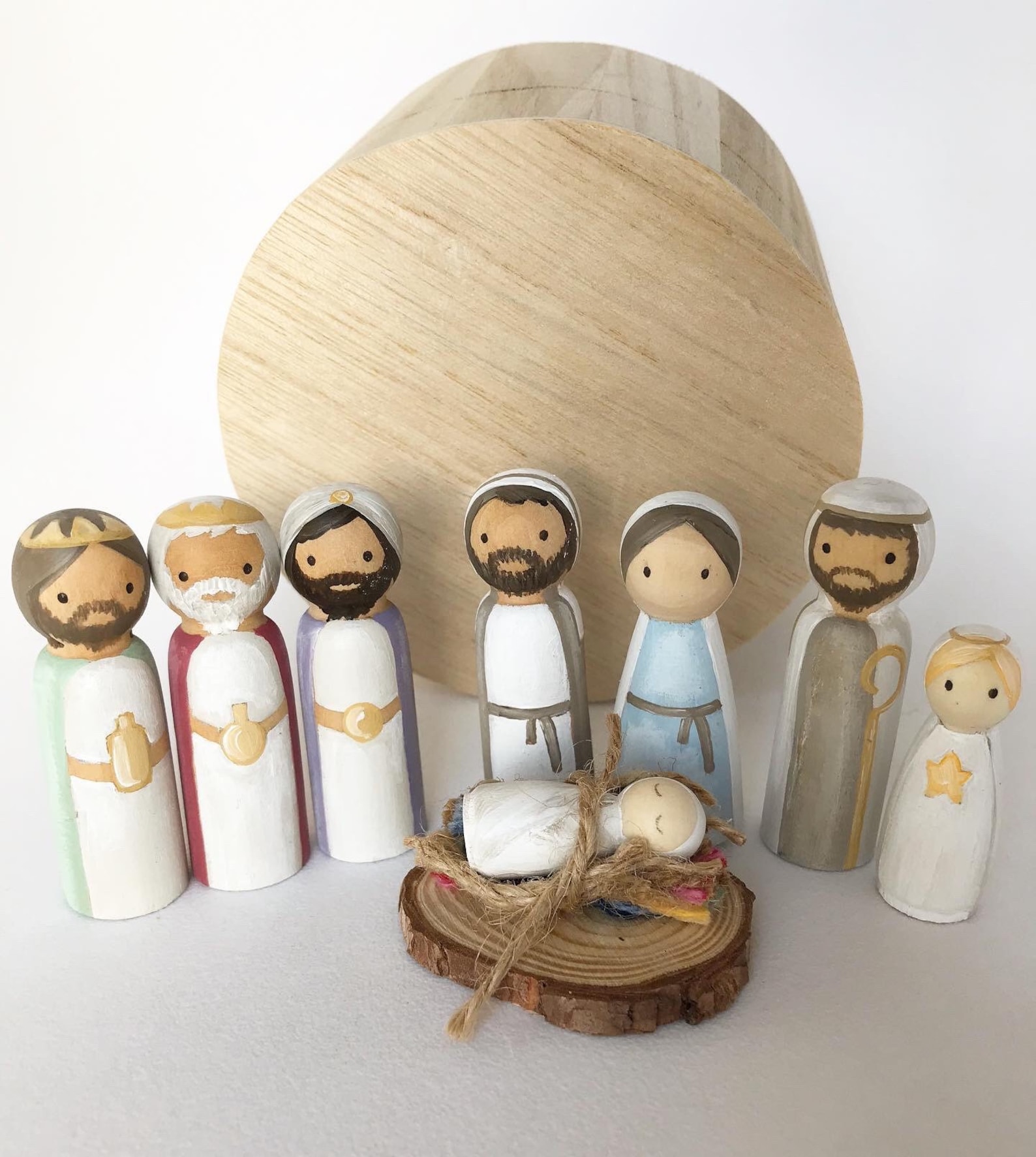 Nativity Wooden Peg Dolls Set Complete With Wooden Box Storage ...