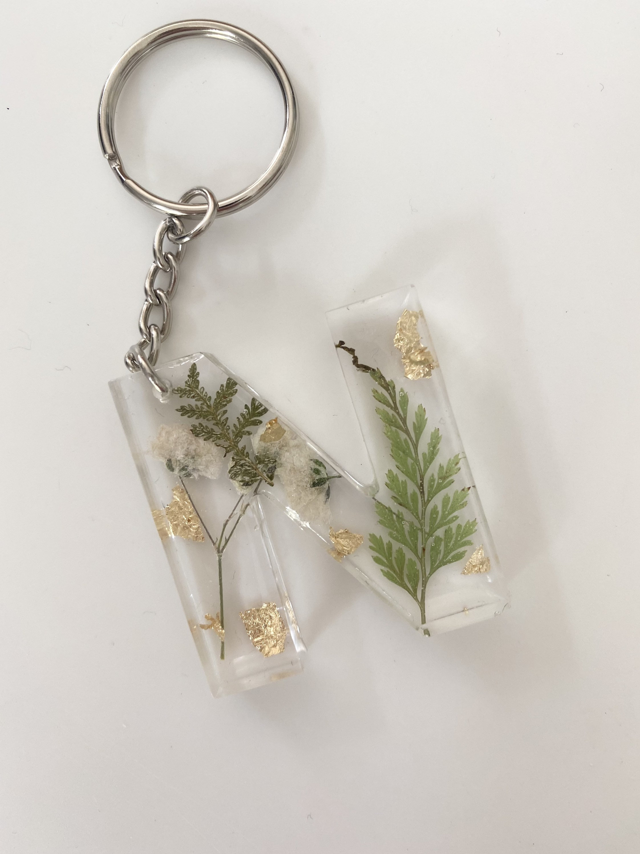 INITIAL Resin KEY RINGS Flowers Ferns Lavender Watermelon - Etsy UK