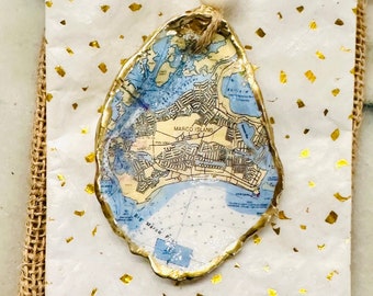 Marco Island Florida Map Oyster Ornament, Coastal Charm, Present Topper ...