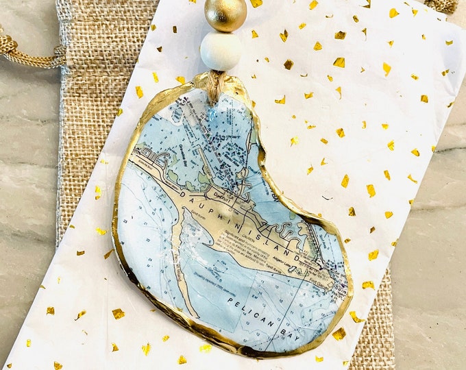 Dauphin Island Alabama Map Oyster Shell Ornament Keepsake - Etsy