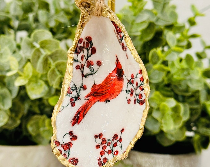 Cardinal & Red Berries Christmas Memorial Ornament. Cardinal Shell ...