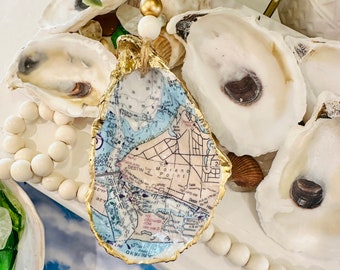 Destin, Florida Nautical Map Oyster Shell Ornament - Etsy