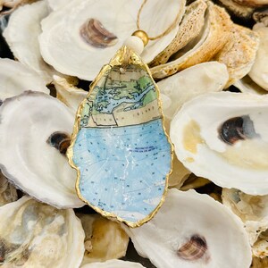 Kiawah Island South Carolina Map Oyster Shell Ornament, Decoupage Shell ...