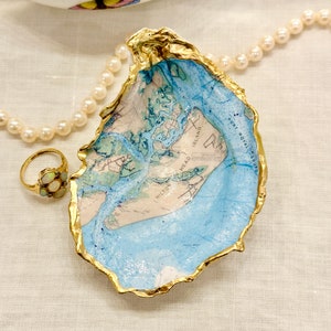 Hilton Head Island Map Oyster Shell Ring Trinket Dish, Keepsake ...