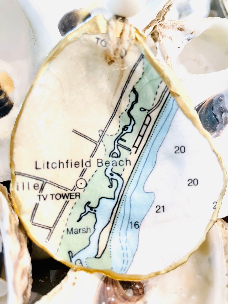 Litchfield Beach South Carolina Map Oyster Ornament Present - Etsy