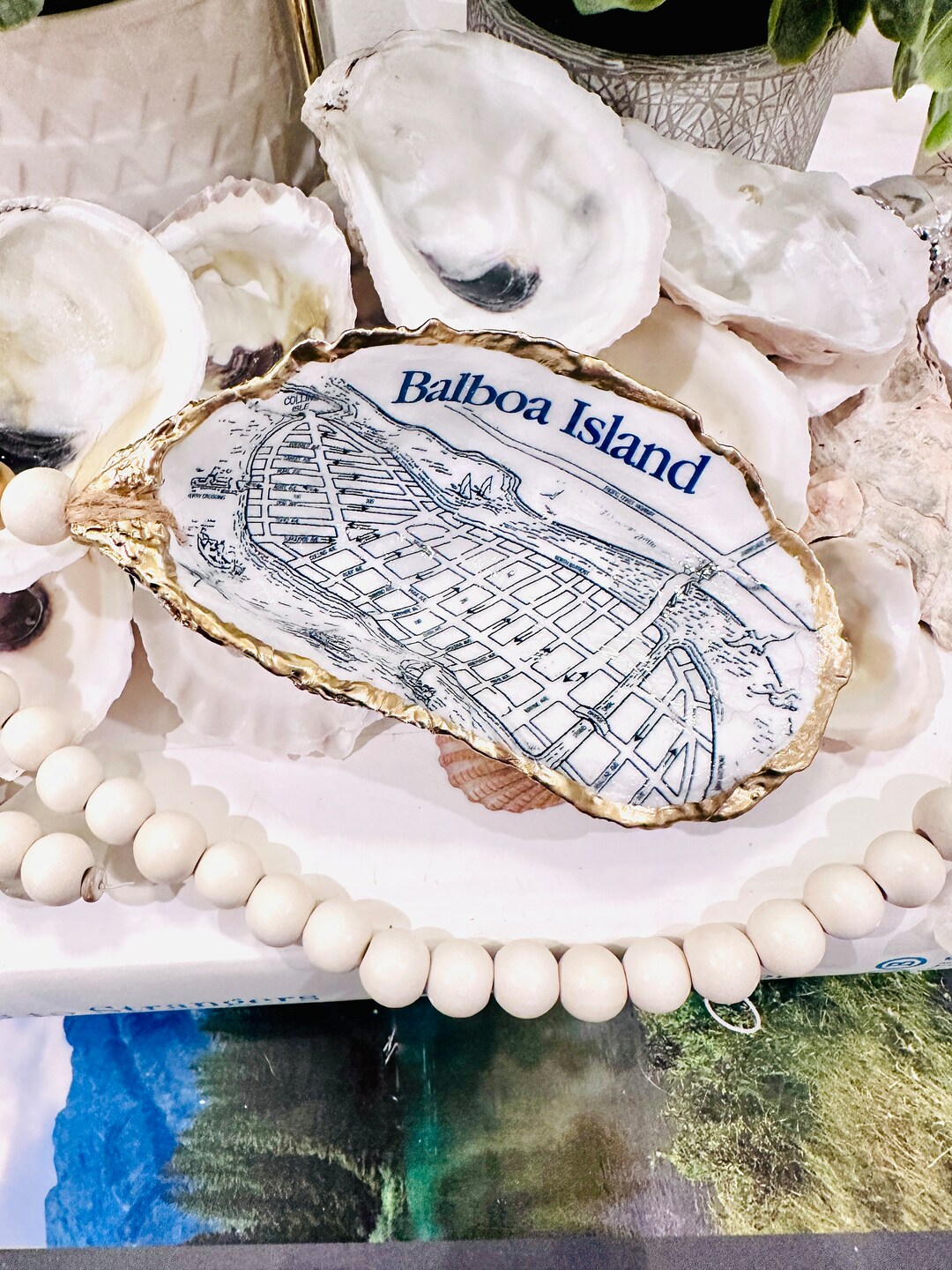 Balboa Island California Map Oyster Shell Ornament, Decoupage Shell ...