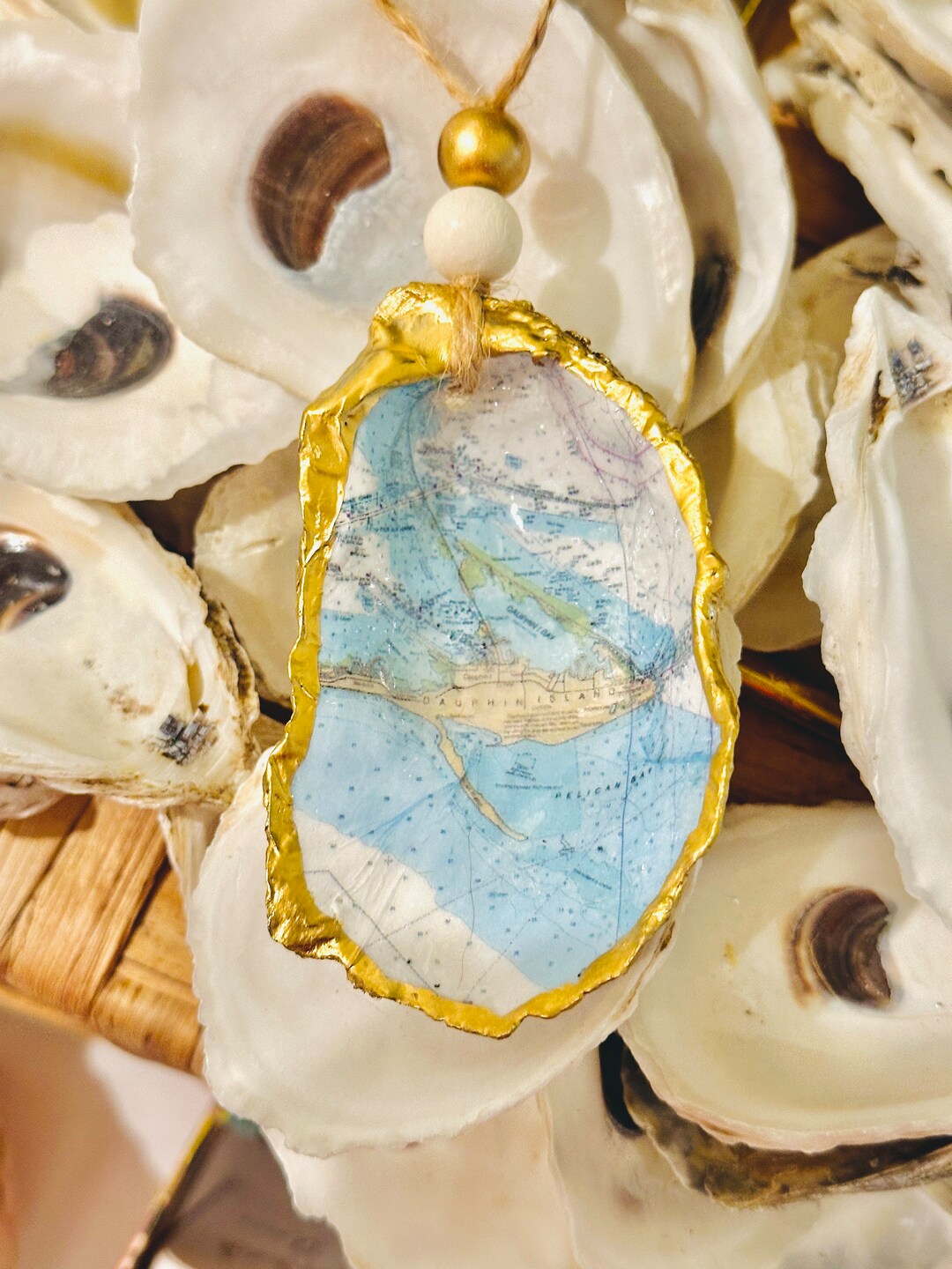 Dauphin Island Alabama Map Oyster Shell Ornament Decoupage - Etsy
