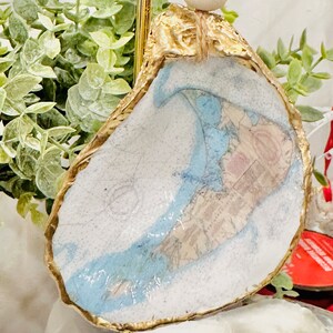 Nantucket Massachusetts Map Oyster Shell Ornament Decoupage - Etsy