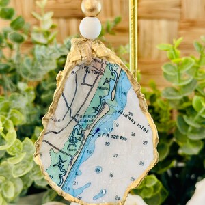 Pawleys Island South Carolina Map Oyster Shell Ornament, Decoupage ...