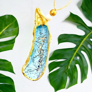 Florida Keys, Key West Map Oyster Shell Ornament, Decoupage Shell ...