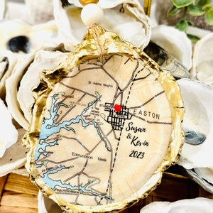 Custom Oyster Shell Map, US Harbor or Port, Nautical Map, Destination ...