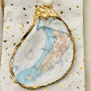 Nantucket Massachusetts Map Oyster Shell Ornament Decoupage - Etsy