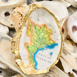 Custom Oyster Shell Map, US Harbor or Port, Nautical Map, Destination ...