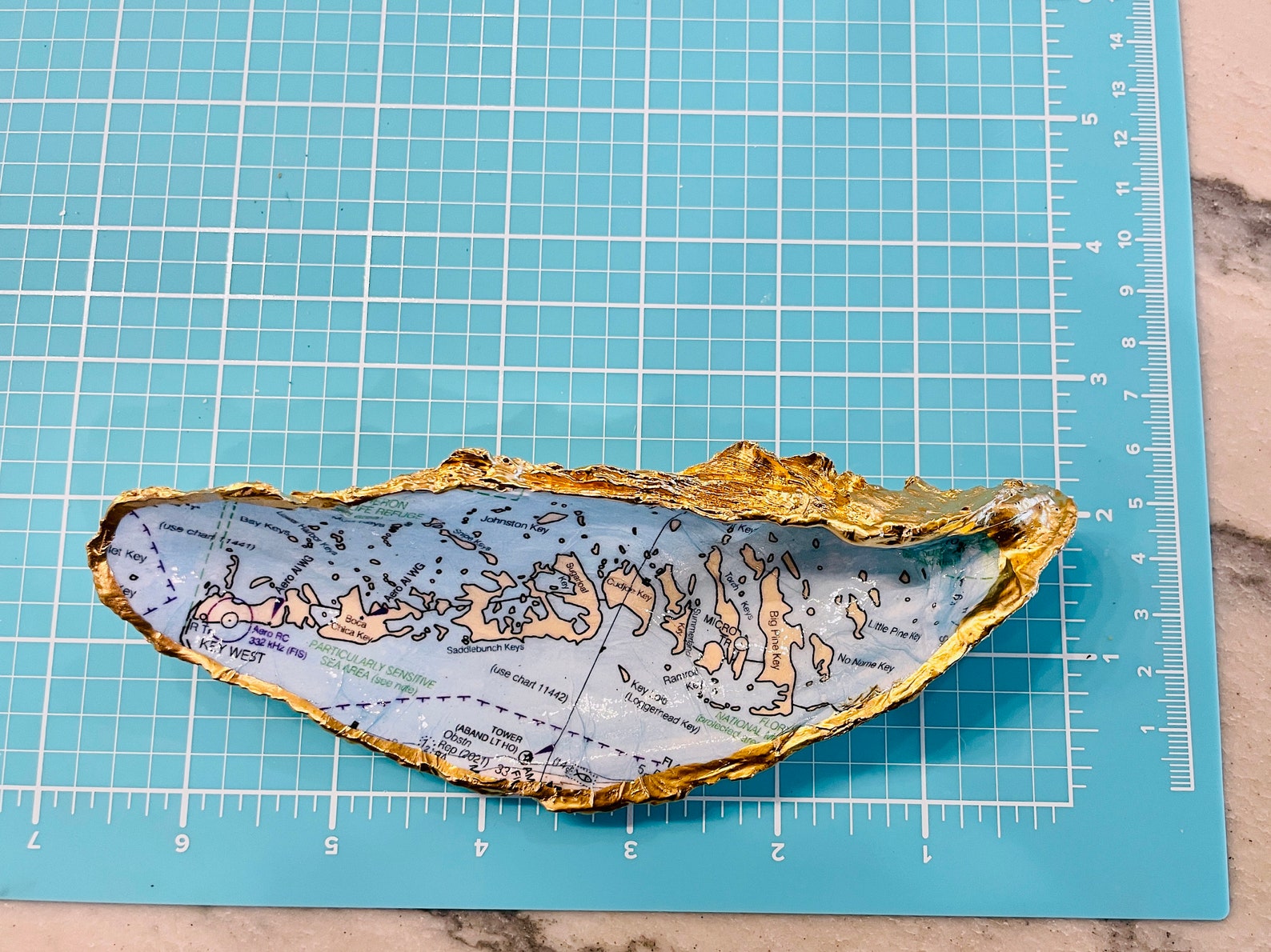 Florida Keys Key West Map Oyster Shell Ring Dish Keepsake - Etsy