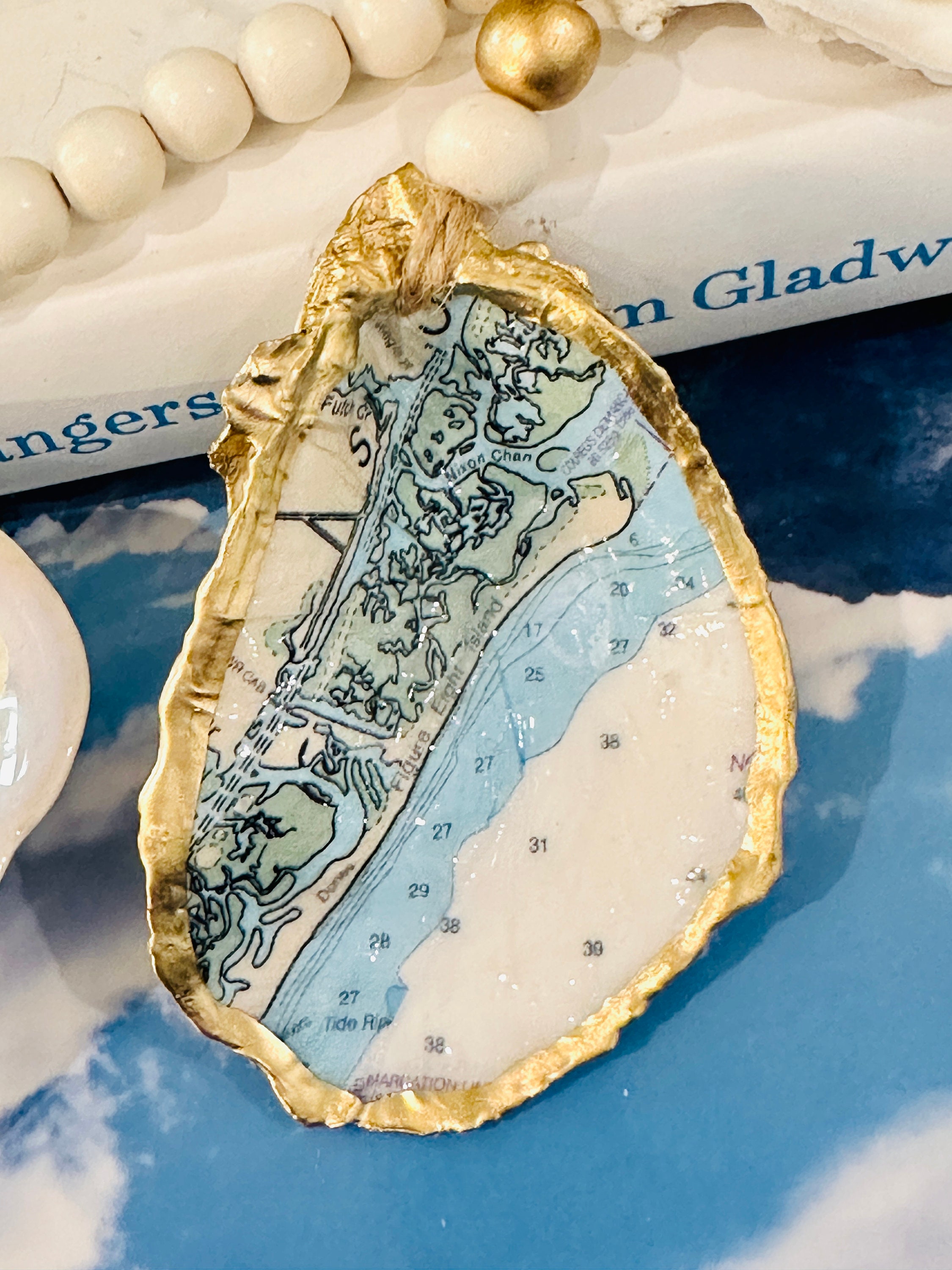 Figure Eight Island North Carolina Map Oyster Shell Ornament, Decoupage ...