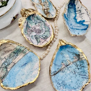 Custom Oyster Shell Map, US Harbor or Port, Nautical Map, Destination ...