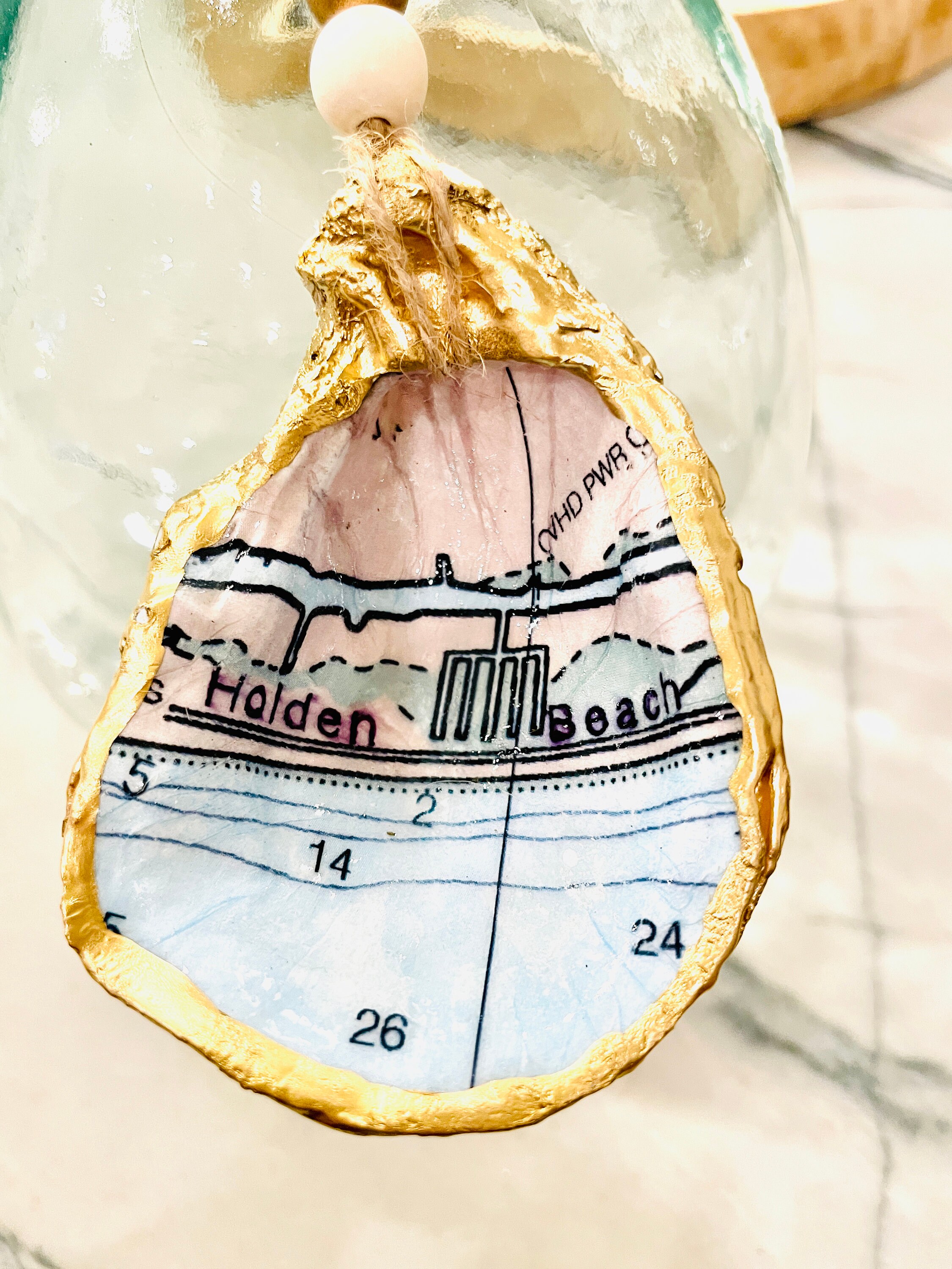 Holden Beach North Carolina Map Oyster Shell Ornament | Etsy