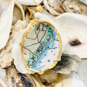 Pawleys Island South Carolina Map Oyster Shell Ornament, Decoupage ...