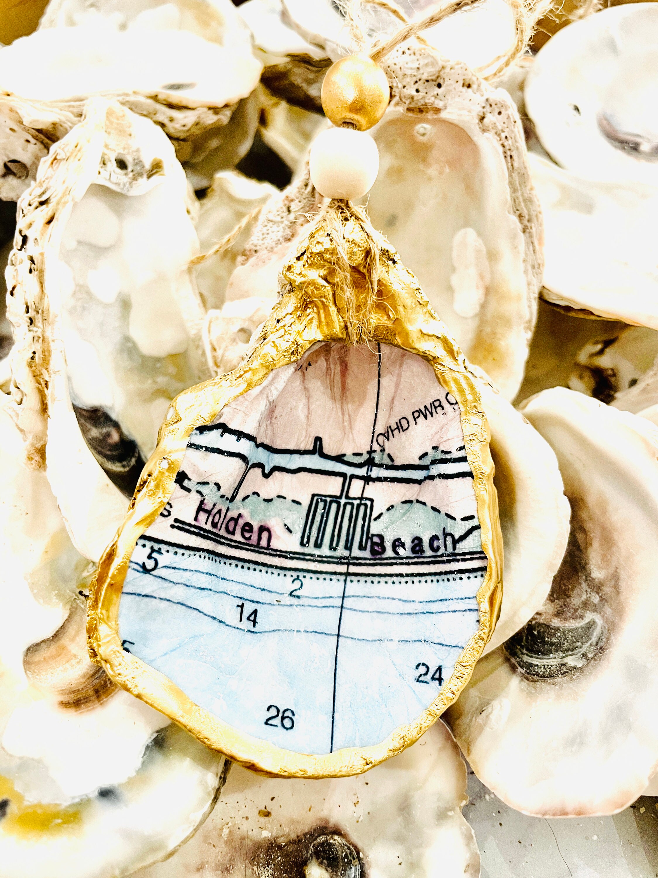 Holden Beach North Carolina Map Oyster Shell Ornament | Etsy