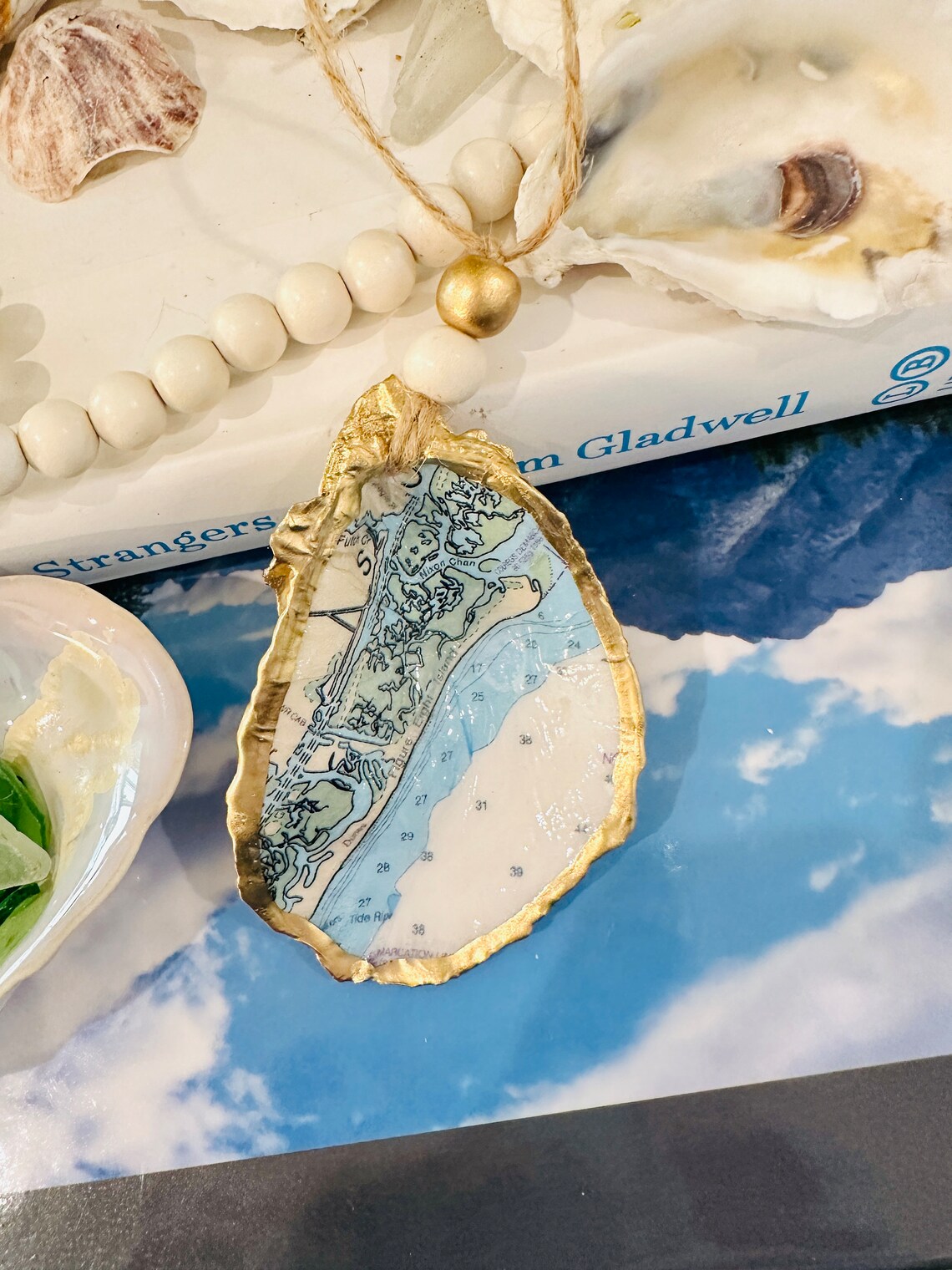 Figure Eight Island North Carolina Map Oyster Shell Ornament, Decoupage ...