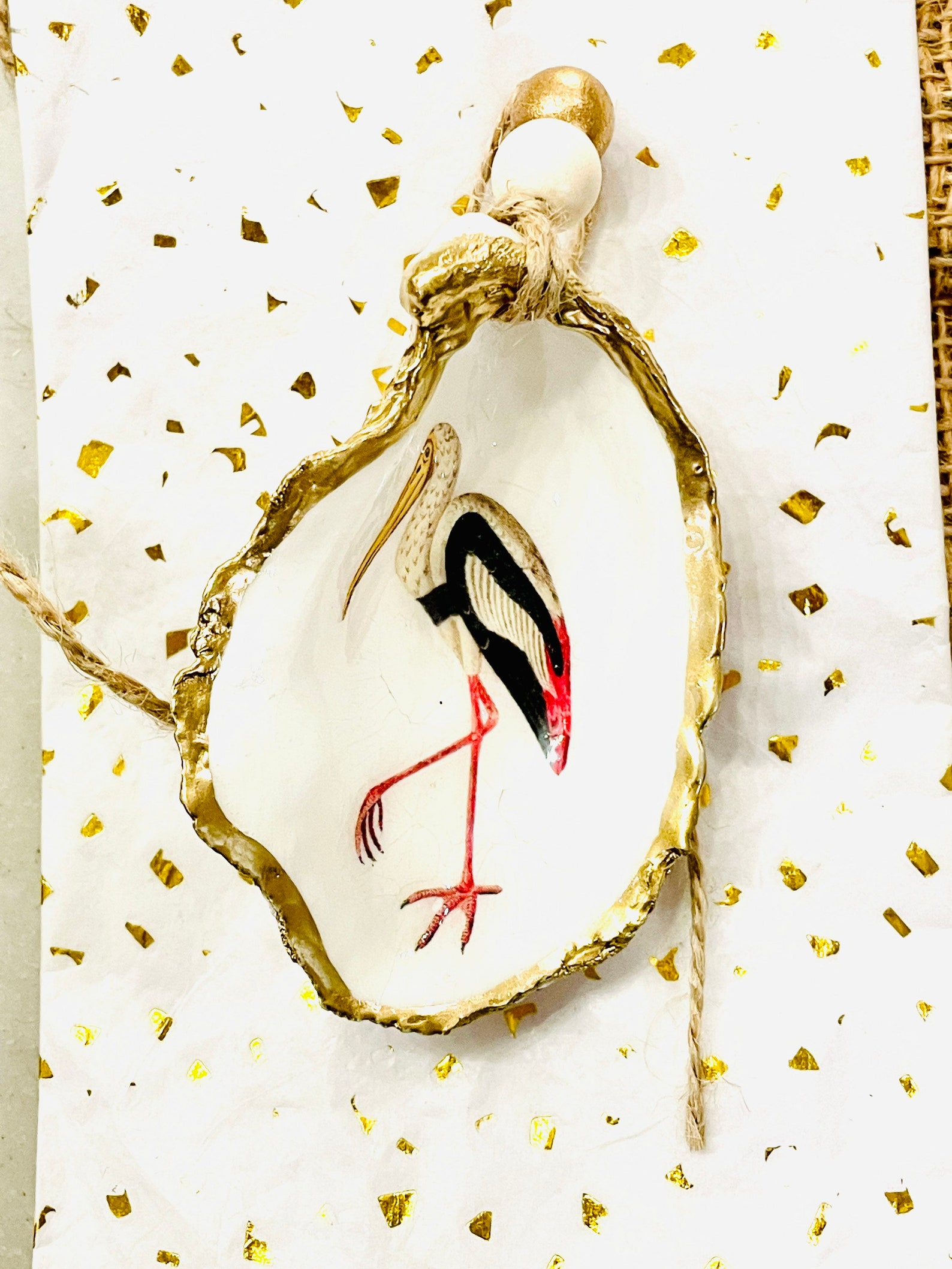 White Ibis Bird Oyster Shell Ornament Charm Keepsake - Etsy