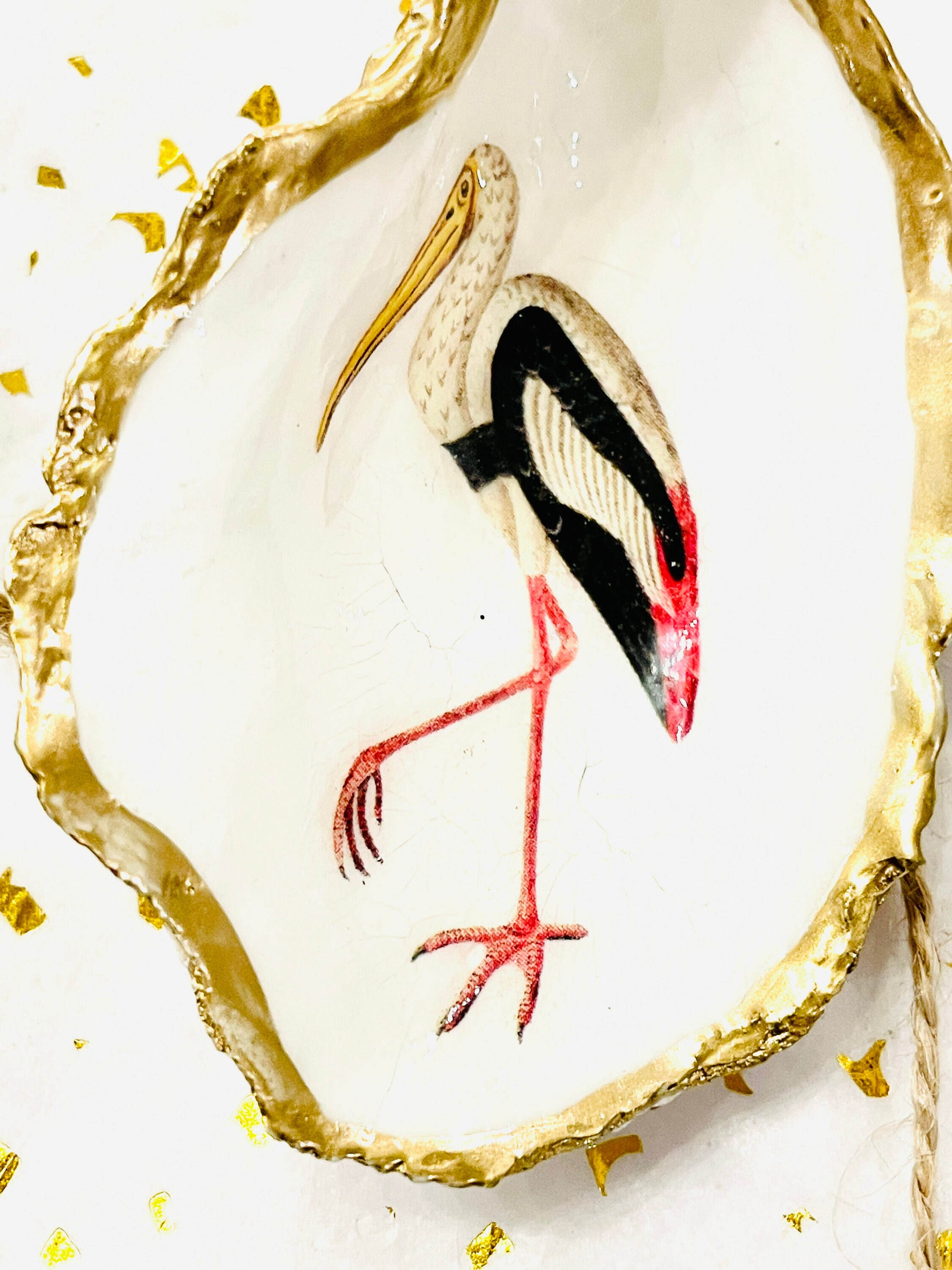 White Ibis Bird Oyster Shell Ornament Charm Keepsake - Etsy
