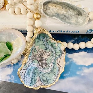Beaufort South Carolina Map Oyster Shell Ornament, Decoupage Shell ...