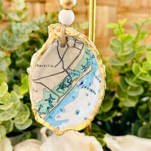 Pawleys Island South Carolina Map Oyster Shell Ornament, Decoupage ...
