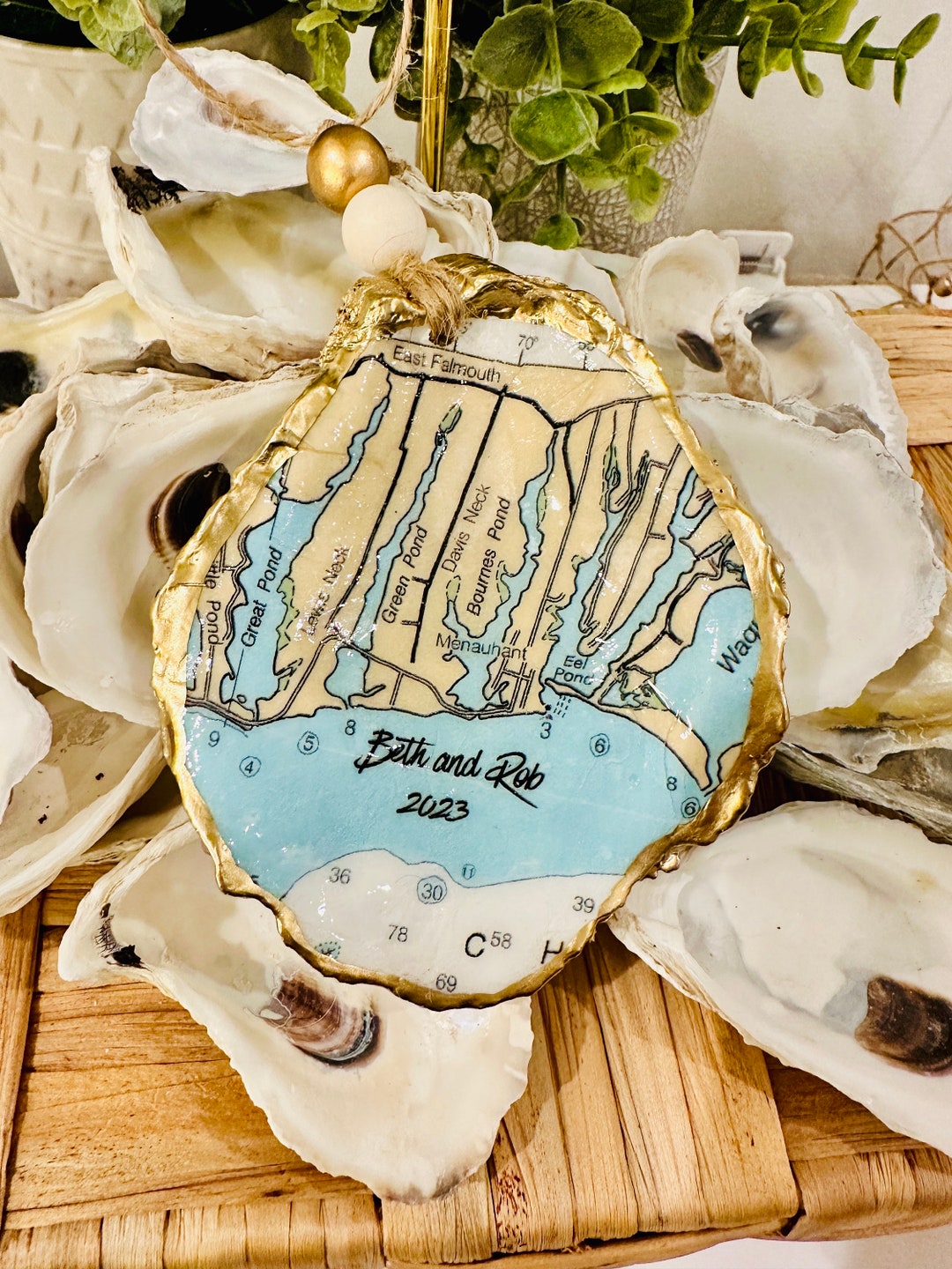 Custom Oyster Shell Map, US Harbor or Port, Nautical Map, Destination ...