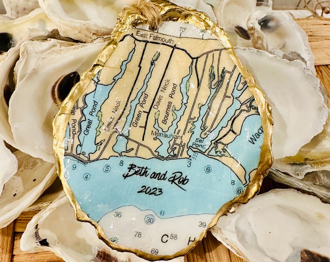 Custom Oyster Shell Map, US Harbor or Port, Nautical Map, Destination ...