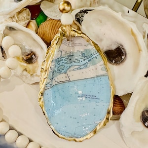 Kiawah Island South Carolina Map Oyster Ornament, Decoupage Shell ...