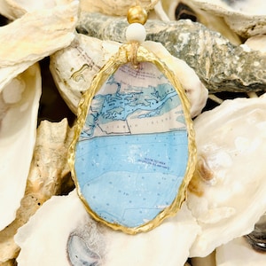 Kiawah Island South Carolina Map Oyster Ornament, Decoupage Shell ...
