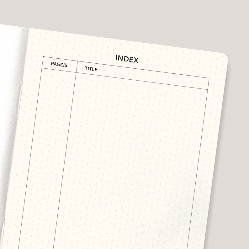 Grid Notebook With Page Numbers, Index, and Pen Test Page ...